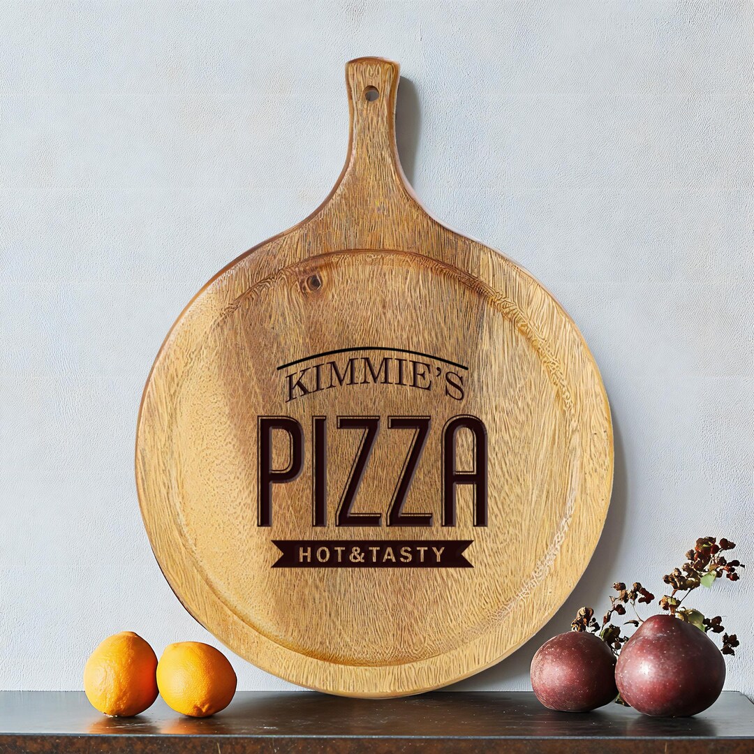 Personalized Pizza Board,engraved Pizzeria Peel,large Wooden Serving ...