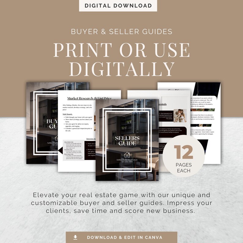 Real Estate Agent Seller and Buyer Guide Editable Canva Template, Real ...