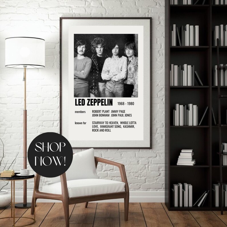 Led Zeppelin Poster, 1970s Led Zeppelin, Robert Plant, British Rock ...