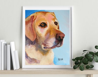Fun Labrador Painting Yellow Lab Art Print of Acrylic | Etsy