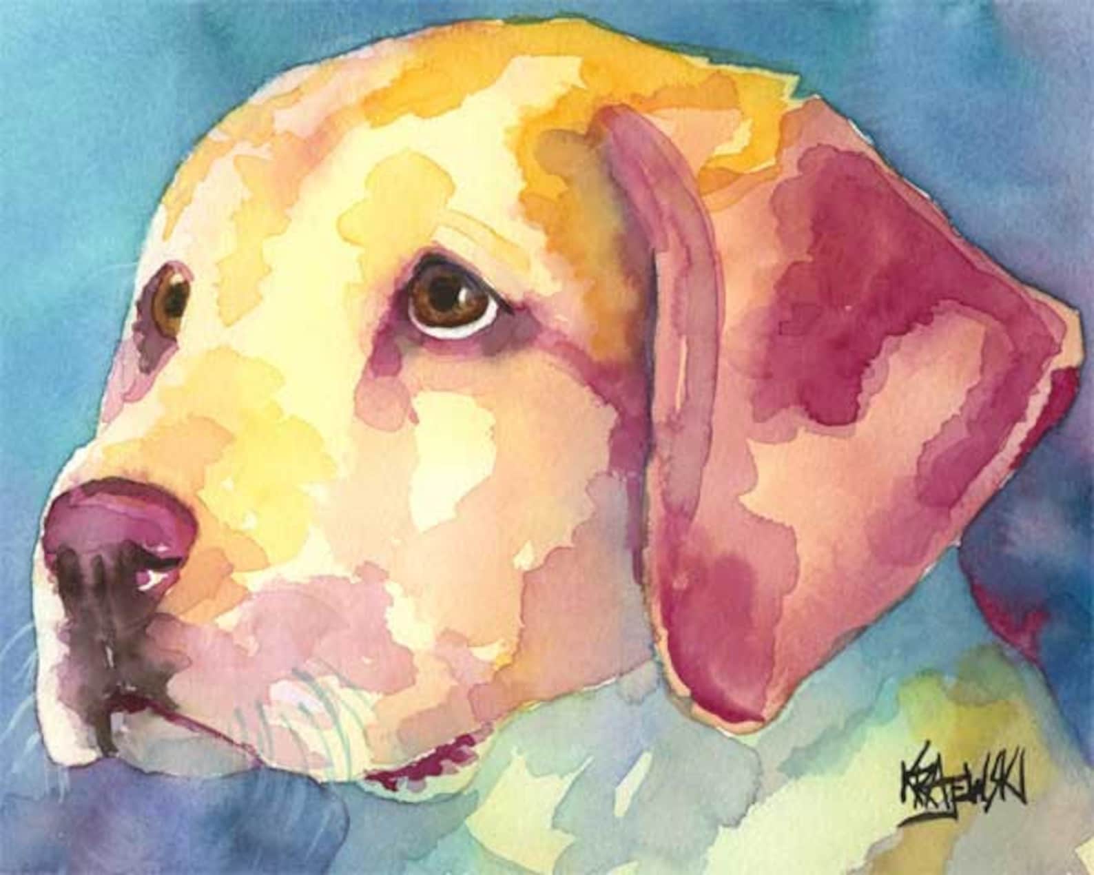 Yellow Lab Puppy Labrador Retriever Art Print of Watercolor | Etsy