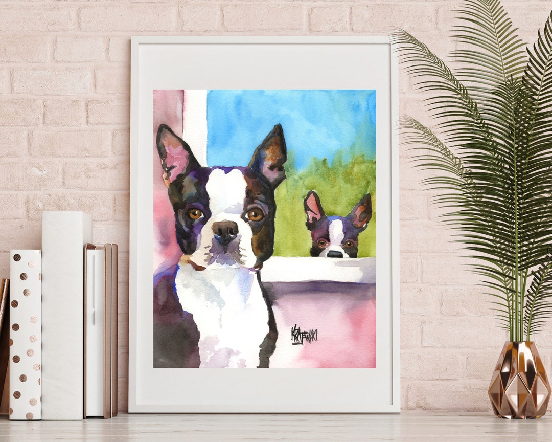 Boston Terrier Dog Painting, Art Print of Original Watercolor Painting ...