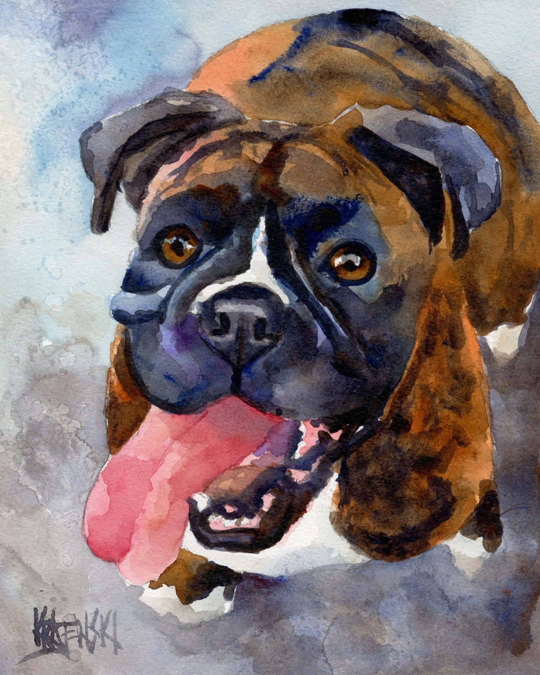 Boxer Art Print of Original Watercolor Painting 11x14 Boxer Gifts - Etsy