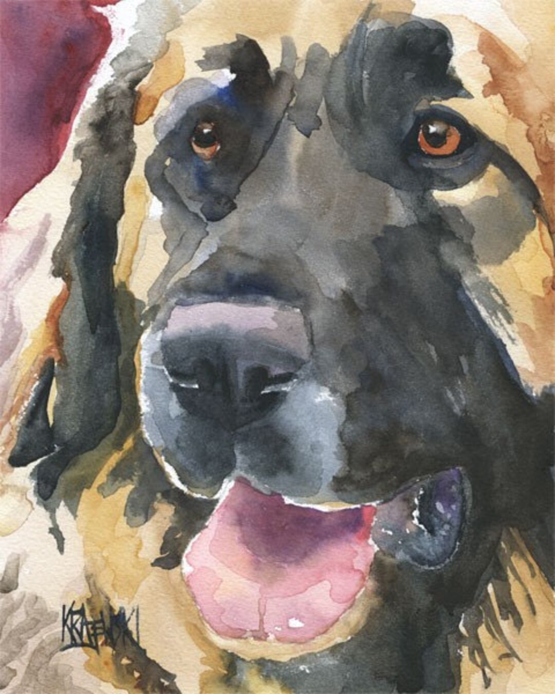 Leonberger Art Print of Original Watercolor Painting 8x10 - Etsy