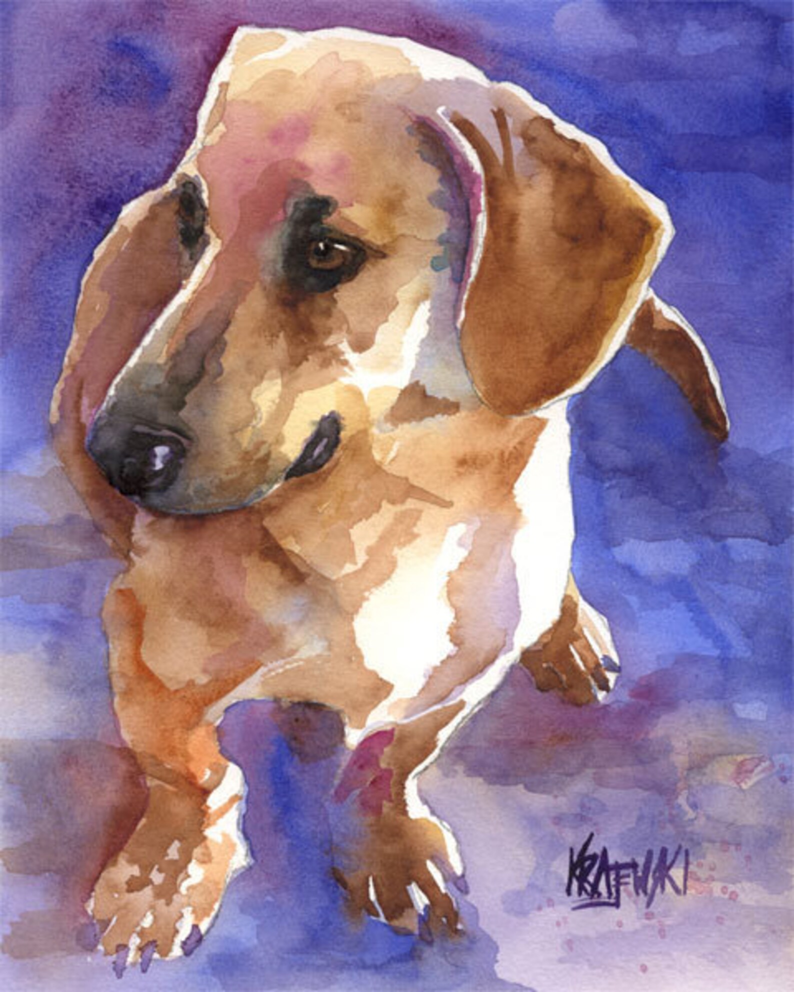 Dachshund Art Print of Original Watercolor Painting 8x10 Dog - Etsy