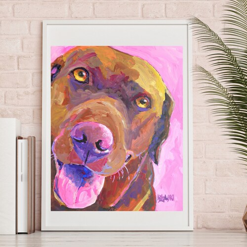 Chocolate Lab Painting Labrador Retriever Art Print of - Etsy