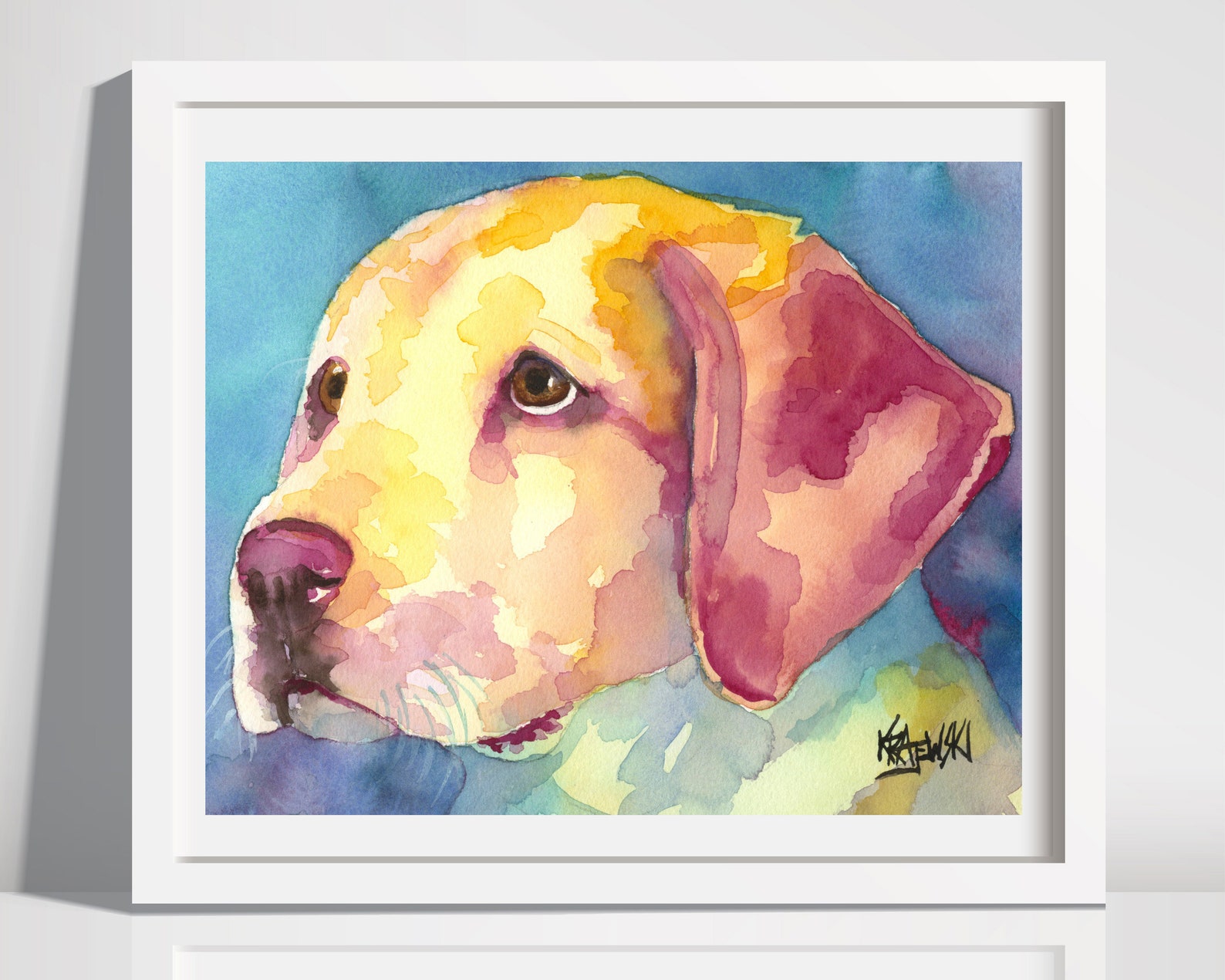 Yellow Lab Puppy Labrador Retriever Art Print of Watercolor | Etsy