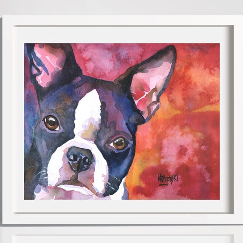 Boston Terrier Dog Art Print - Etsy