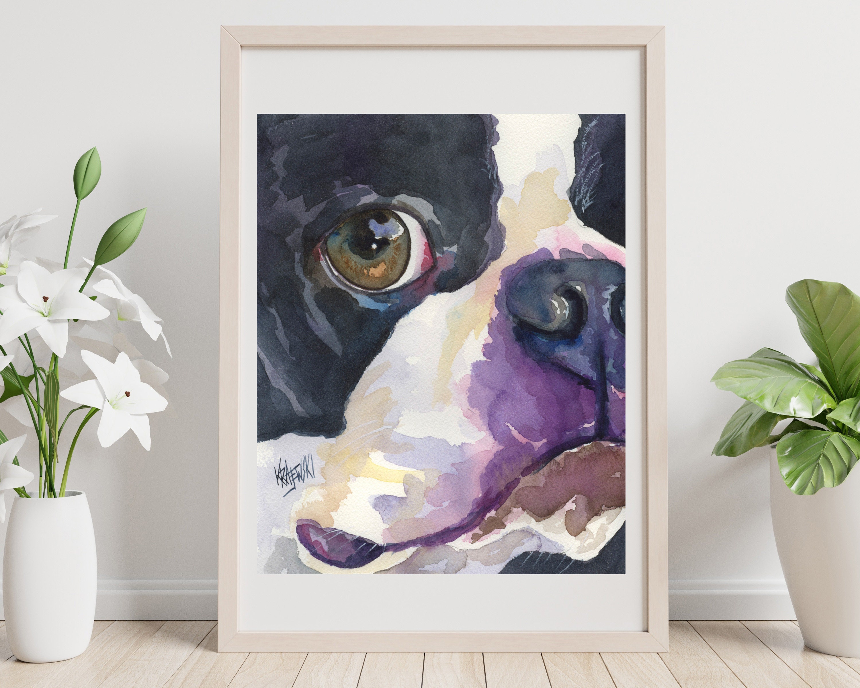 Boston Terrier Wall Art Boston Terrier Print of Watercolor | Etsy