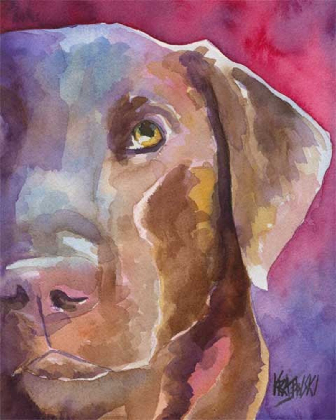 Chocolate Lab Watercolor Labrador Retriever Art Print of | Etsy