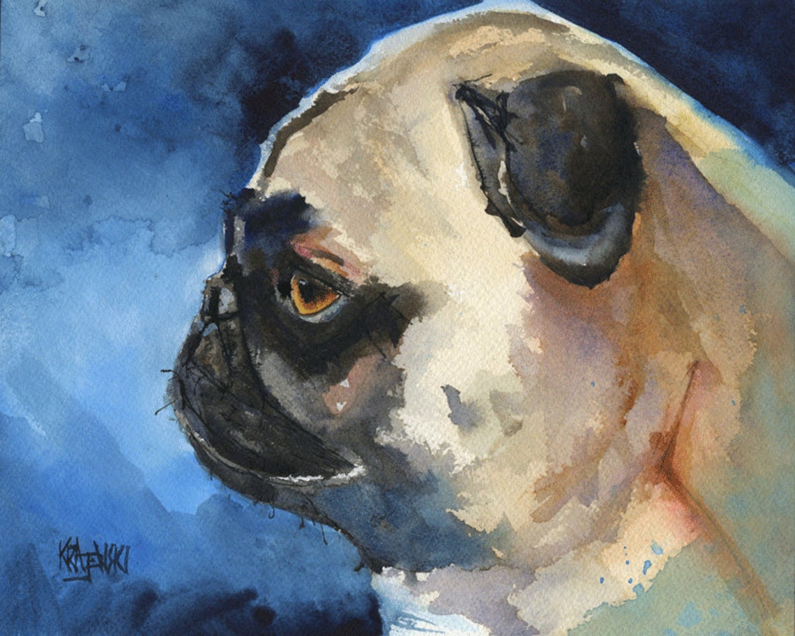 Pug Gifts Pug Art Pug Portrait Pug Print of Original | Etsy