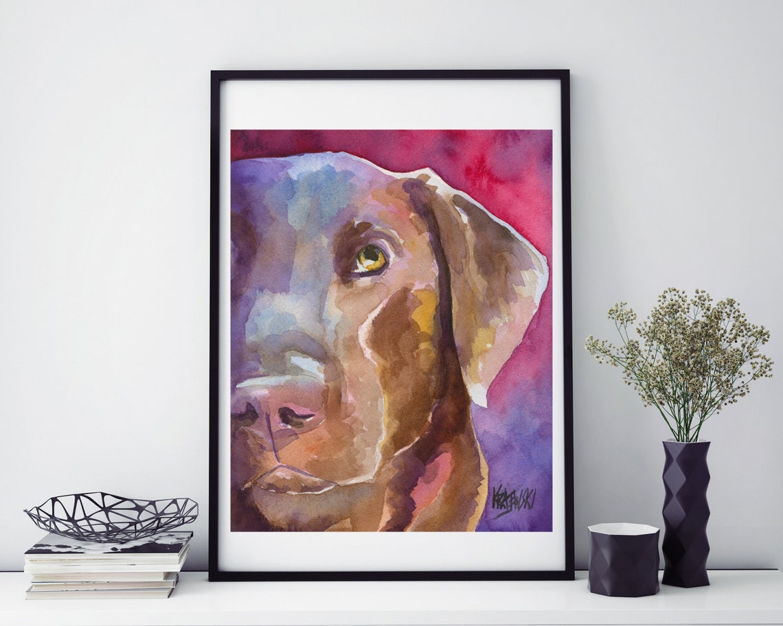 Chocolate Lab Watercolor Labrador Retriever Art Print of | Etsy