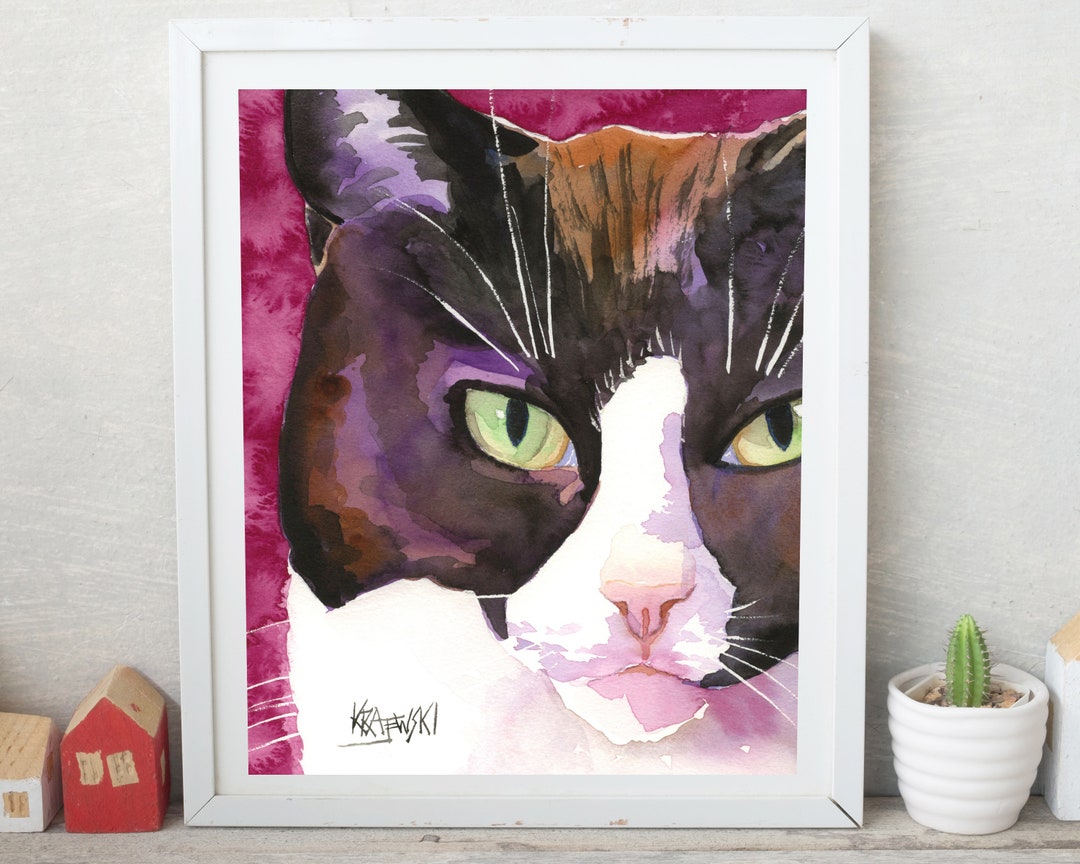 Crazy Cat Lady, Tuxedo Cat Print of Original Watercolor Painting, Art ...