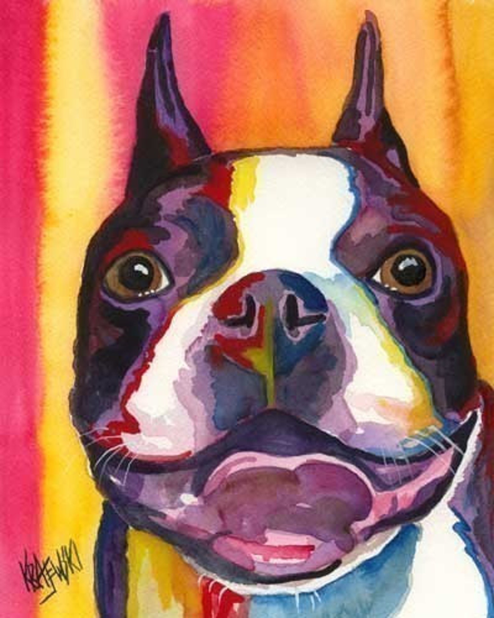 Boston Terrier Gifts Boston Terrier Art Print of Original | Etsy