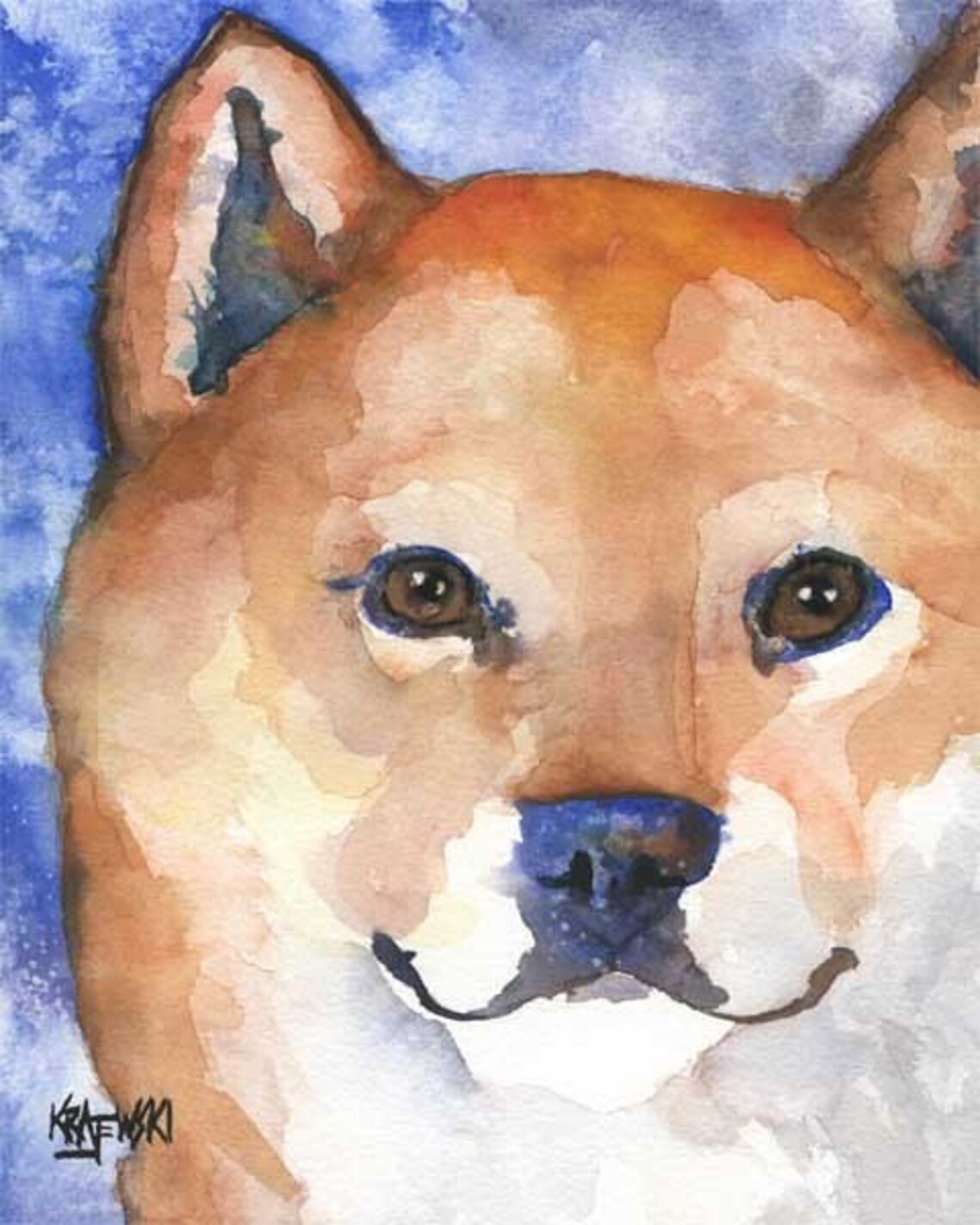 Shiba Inu Art Print of Original Watercolor Painting 11x14 - Etsy