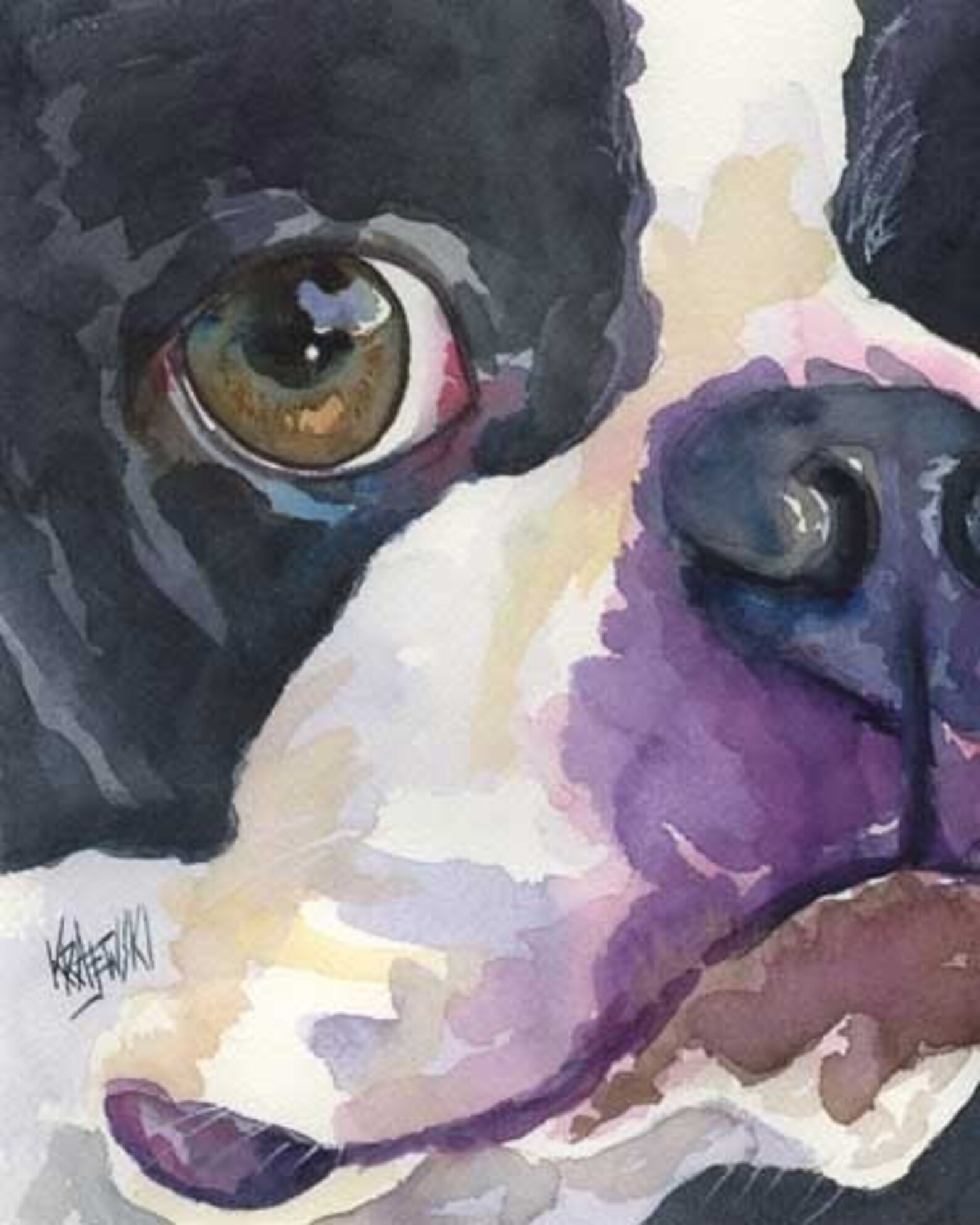 Boston Terrier Wall Art Boston Terrier Print of Watercolor - Etsy