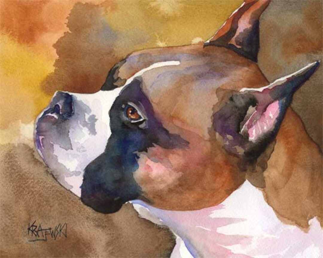 Boxer Art Print of Original Watercolor Painting 8x10 - Etsy