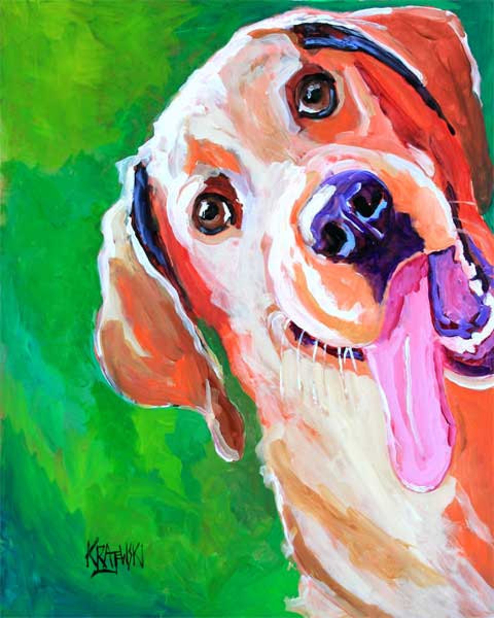 Fun Labrador Painting Yellow Lab Art Print of Acrylic - Etsy