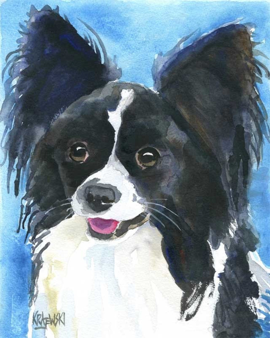 Papillon Art Print of Original Watercolor Painting 8x10 - Etsy