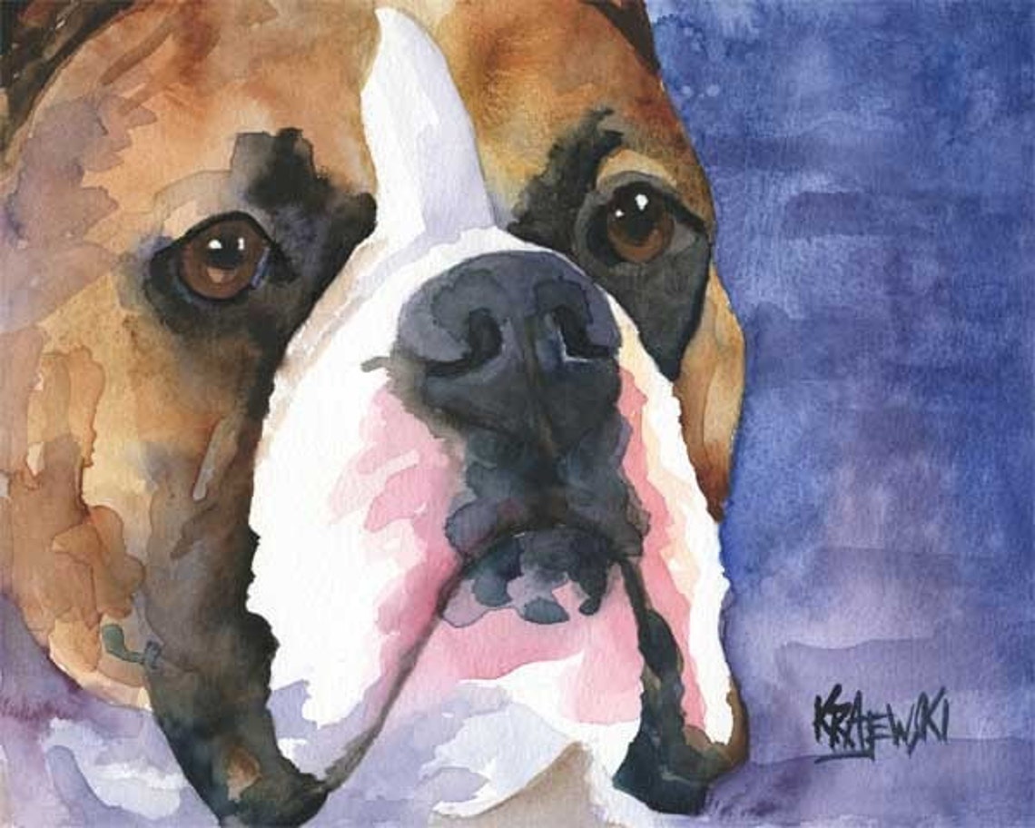 Boxer Art Print of Original Watercolor Painting 11x14 - Etsy