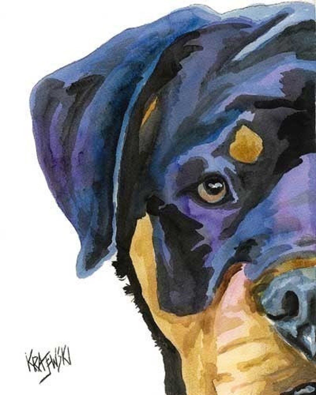 Rottweiler Art Print of Original Watercolor Painting 8x10 Dog Art - Etsy