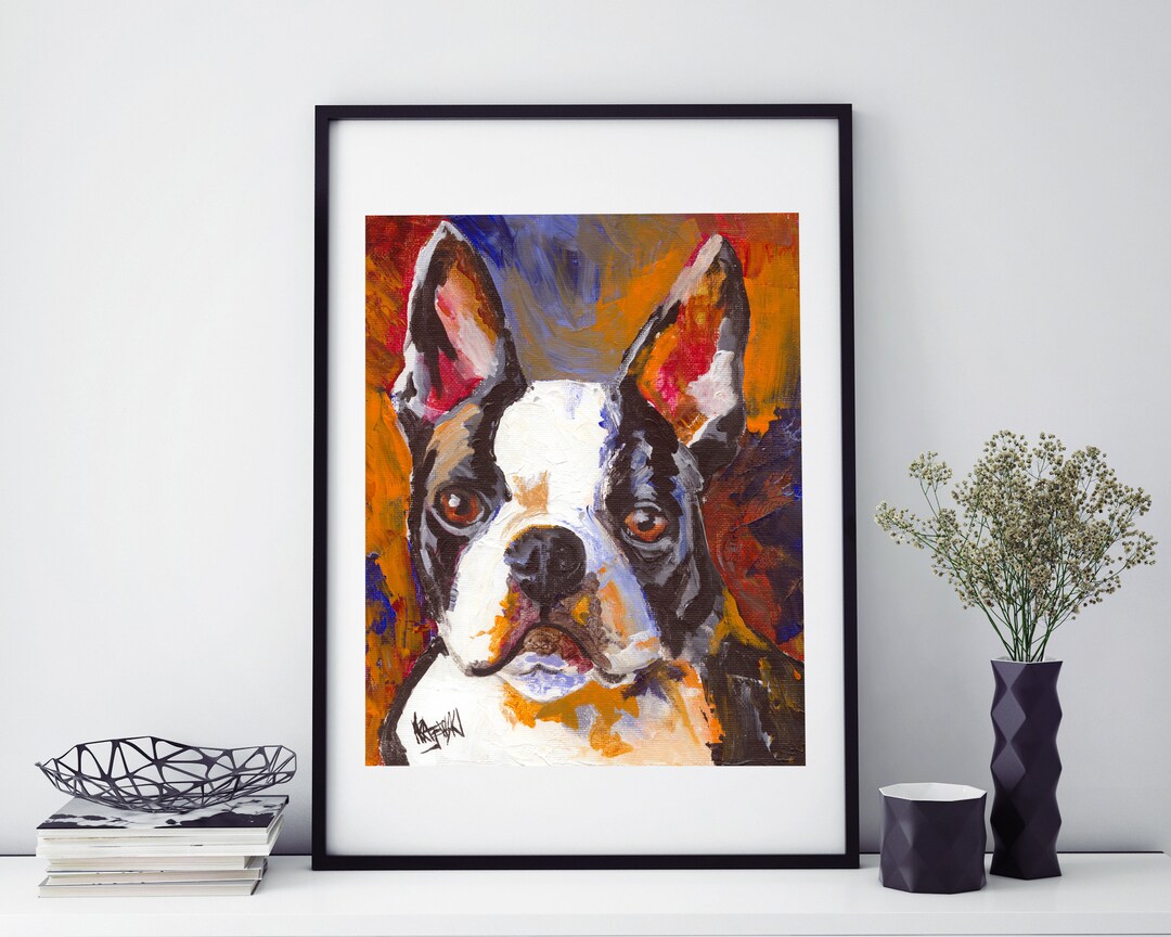 Boston Terrier Lover Boston Terrier Art Print of Acrylic - Etsy