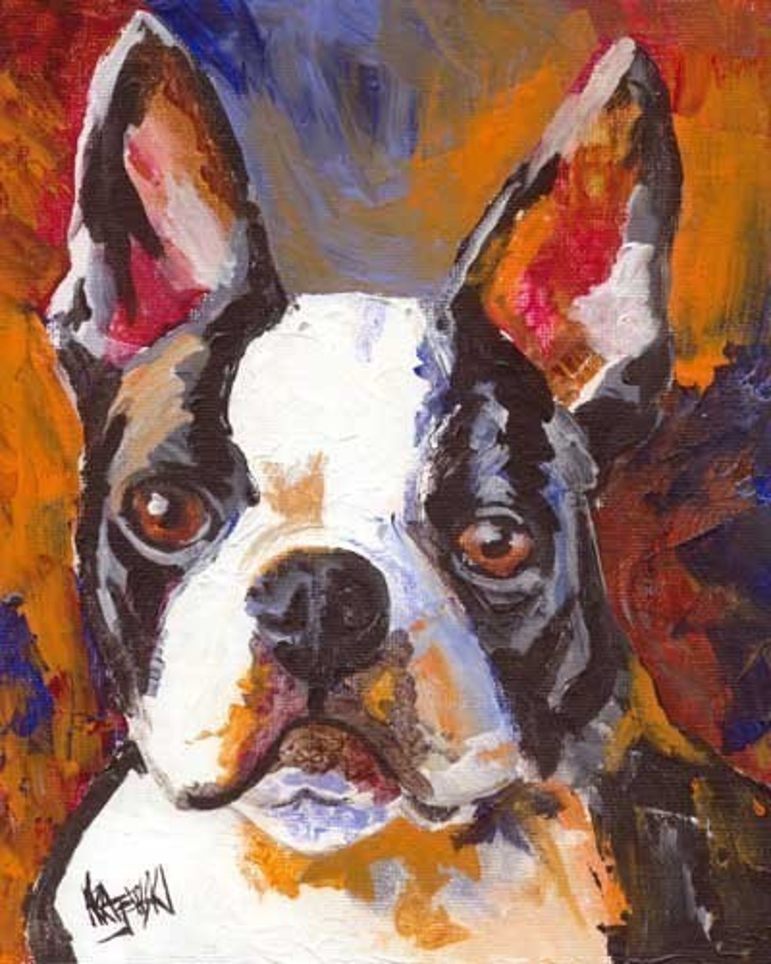 Boston Terrier Lover Boston Terrier Art Print of Acrylic - Etsy