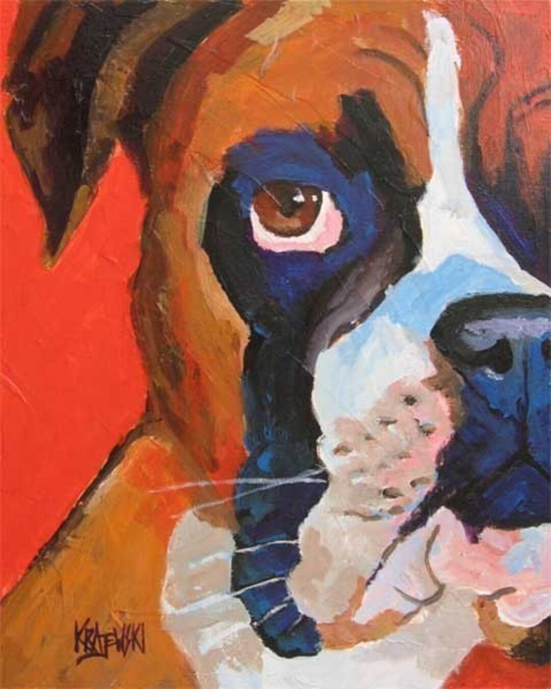 Boxer Dog Art Print of Original Acrylic Painting 8x10 - Etsy