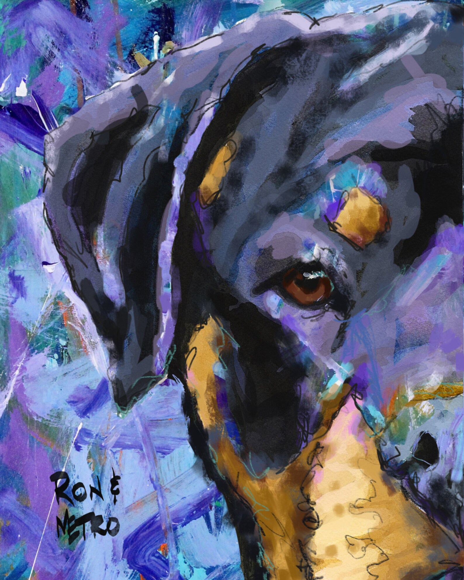 Rottweiler Art Print of Original Painting 11x14 - Etsy