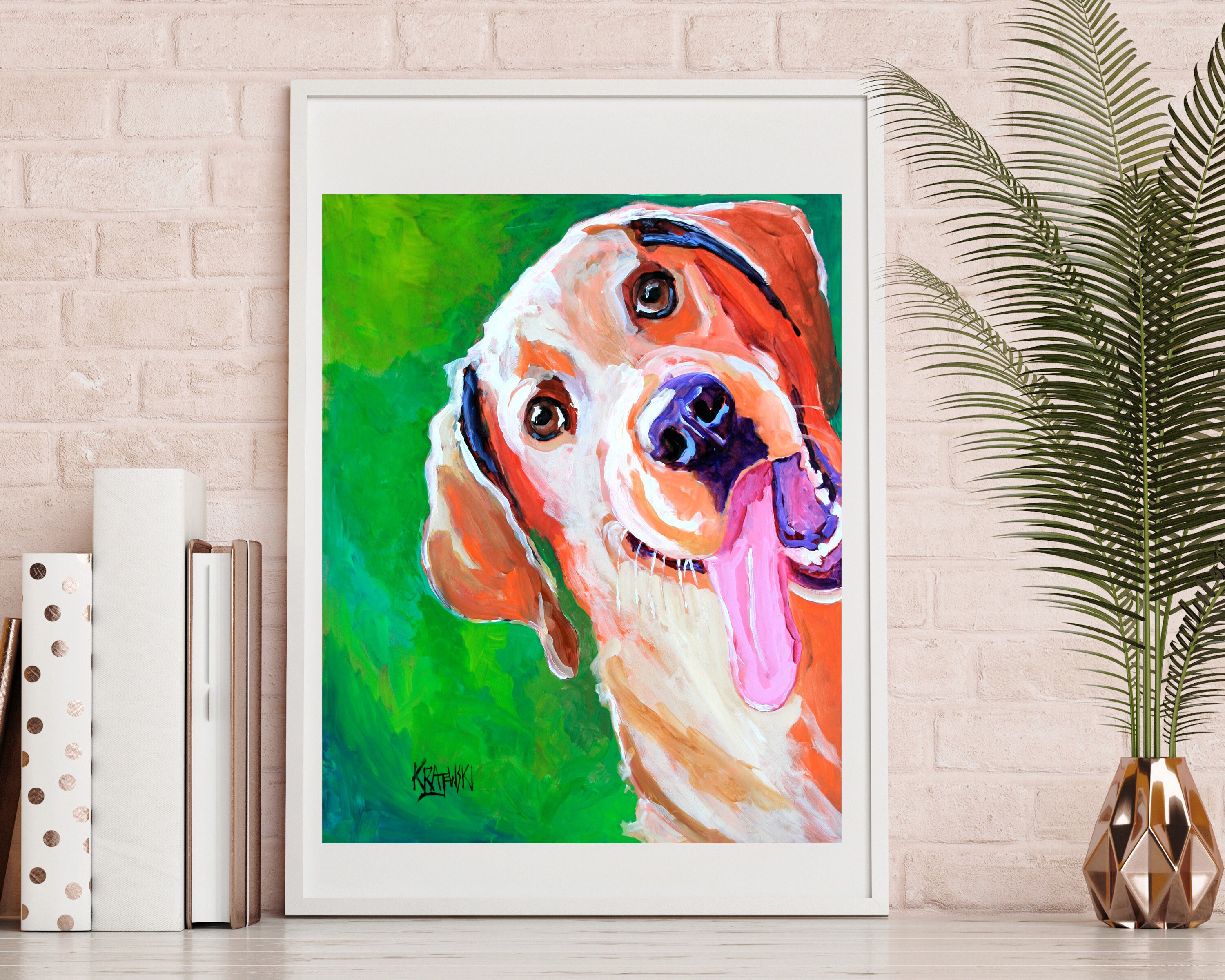 Fun Labrador Painting Yellow Lab Art Print of Acrylic - Etsy Australia