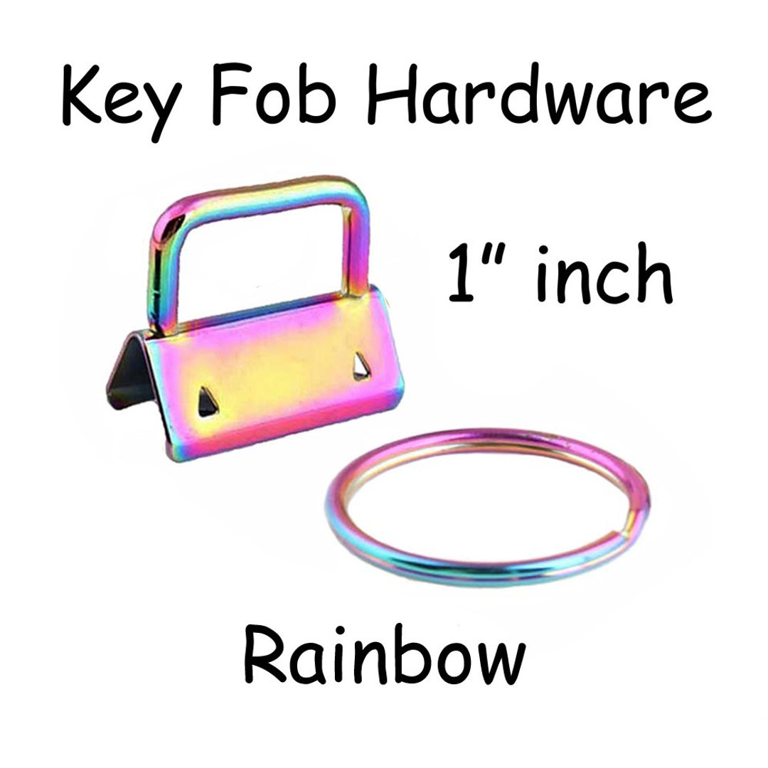 50 Key Fob Hardware With Key Rings Sets 1 Inch 25 Mm Rainbow Plus ...