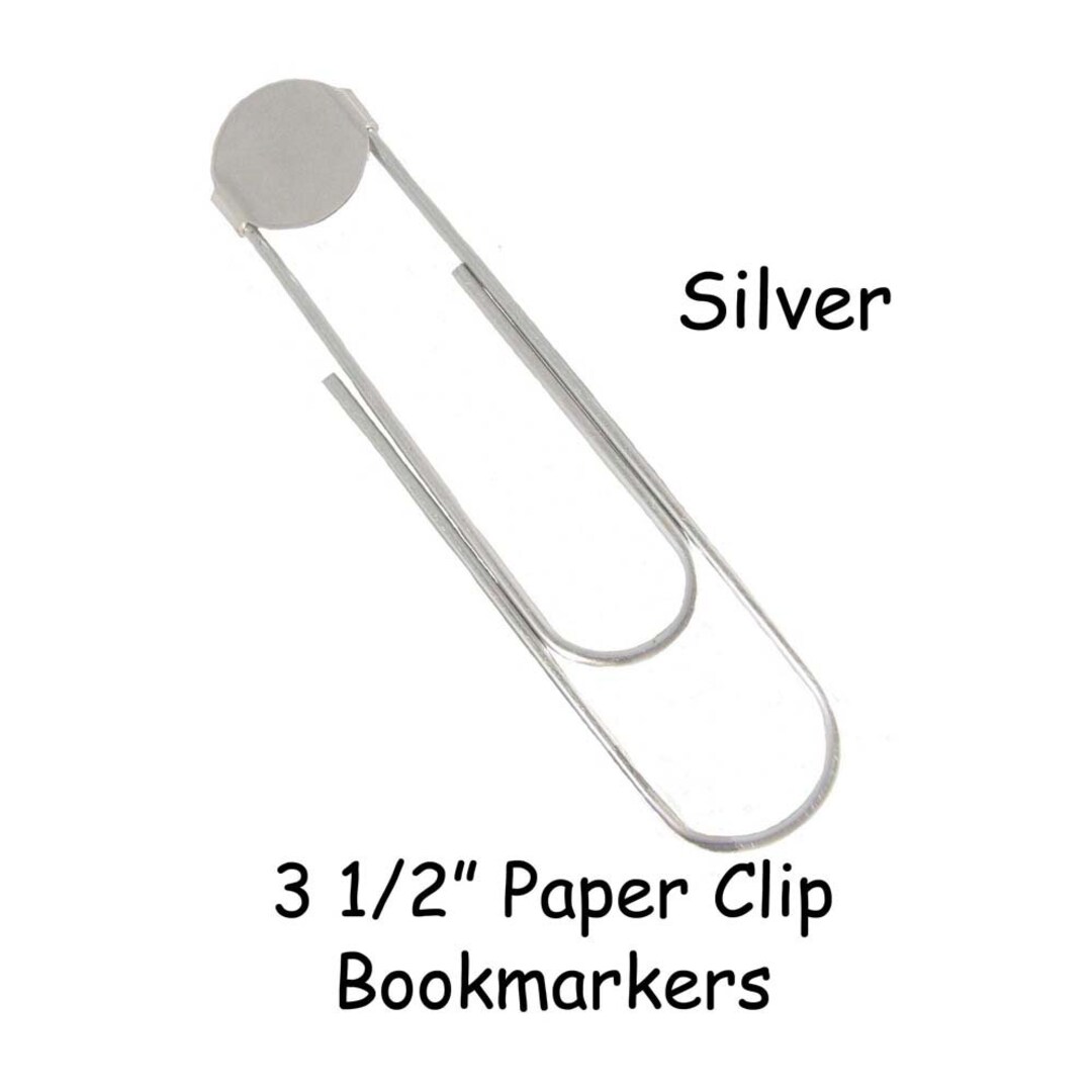 12 SILVER Jumbo / Large Paper Clip Bookmarkers With 16mm Pad 3 1/2 Inch ...