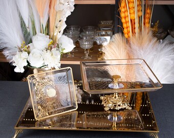 Paşabahçe Crystal Presentation Plates - Butterfly - Flower With Metal ...