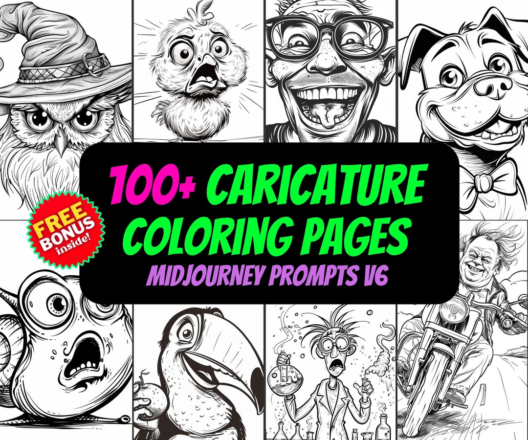 100+ Caricature Coloring Pages Midjourney Prompts, AI Prompts, AI Art ...