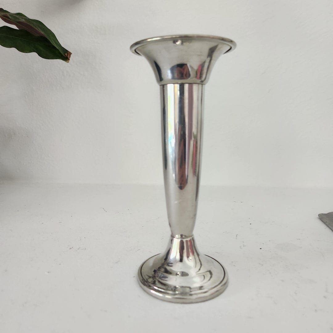 Vintage Pewter Trumpet Bud Vase - Etsy