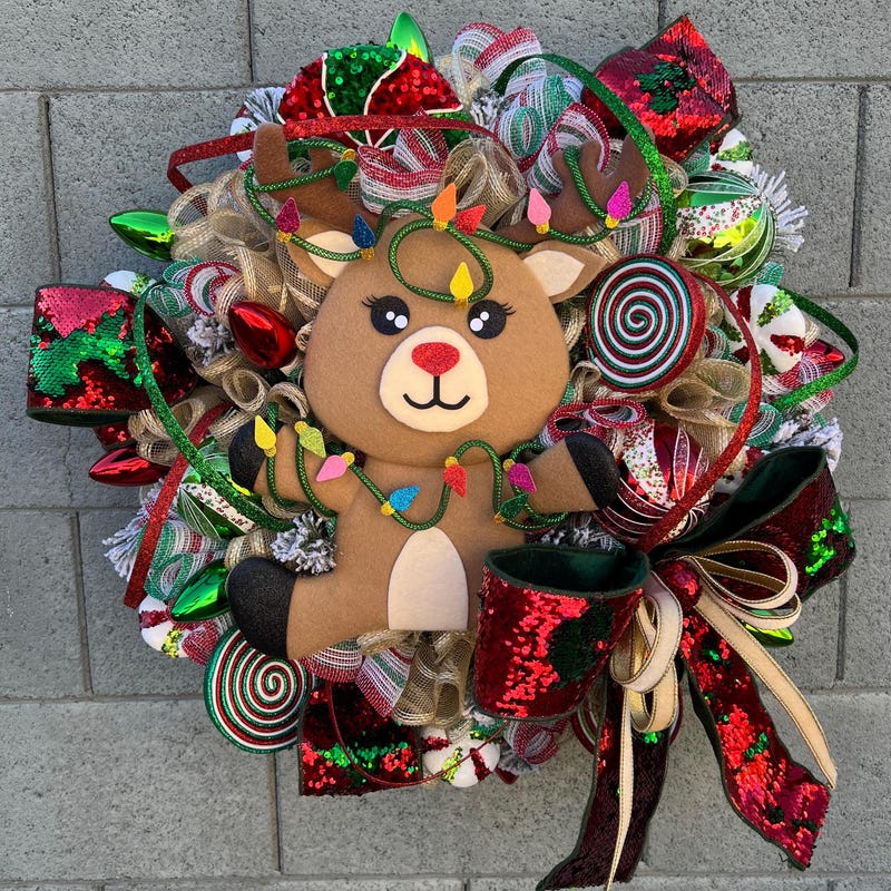 Reindeer Wreath - Etsy
