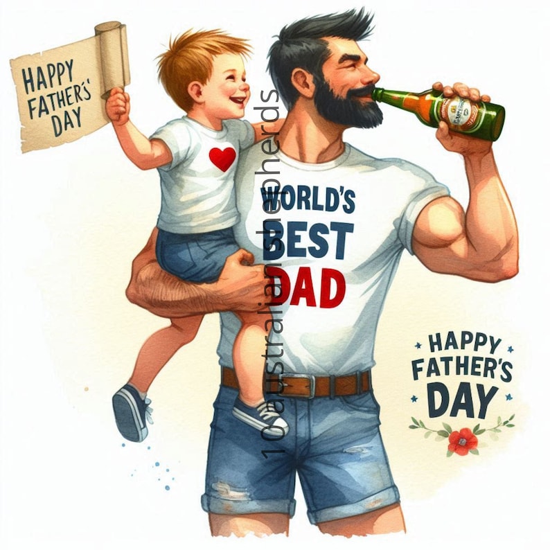 10 Cute Fathers Day Clipart Designs, Watercolor, High Quality Clipart ...