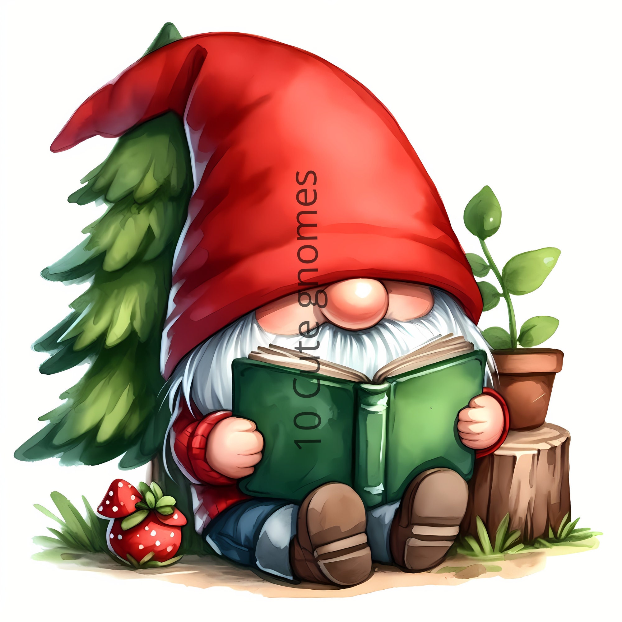 10 Gnomes Clipart Designs, Clipart Bundle, Watercolor, PNG and JPG ...