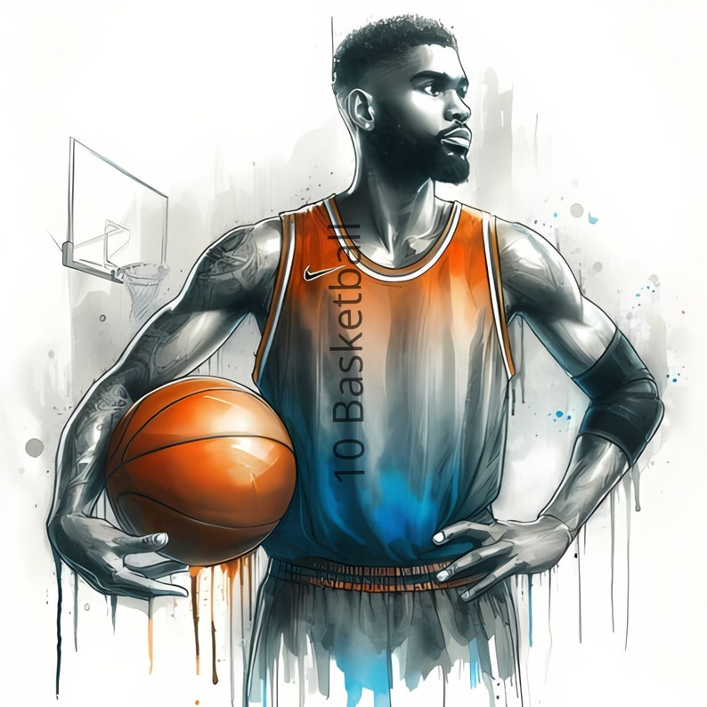 10 Basketball Clipart Designs, Clipart Bundle, Watercolor, PNG and JPG ...