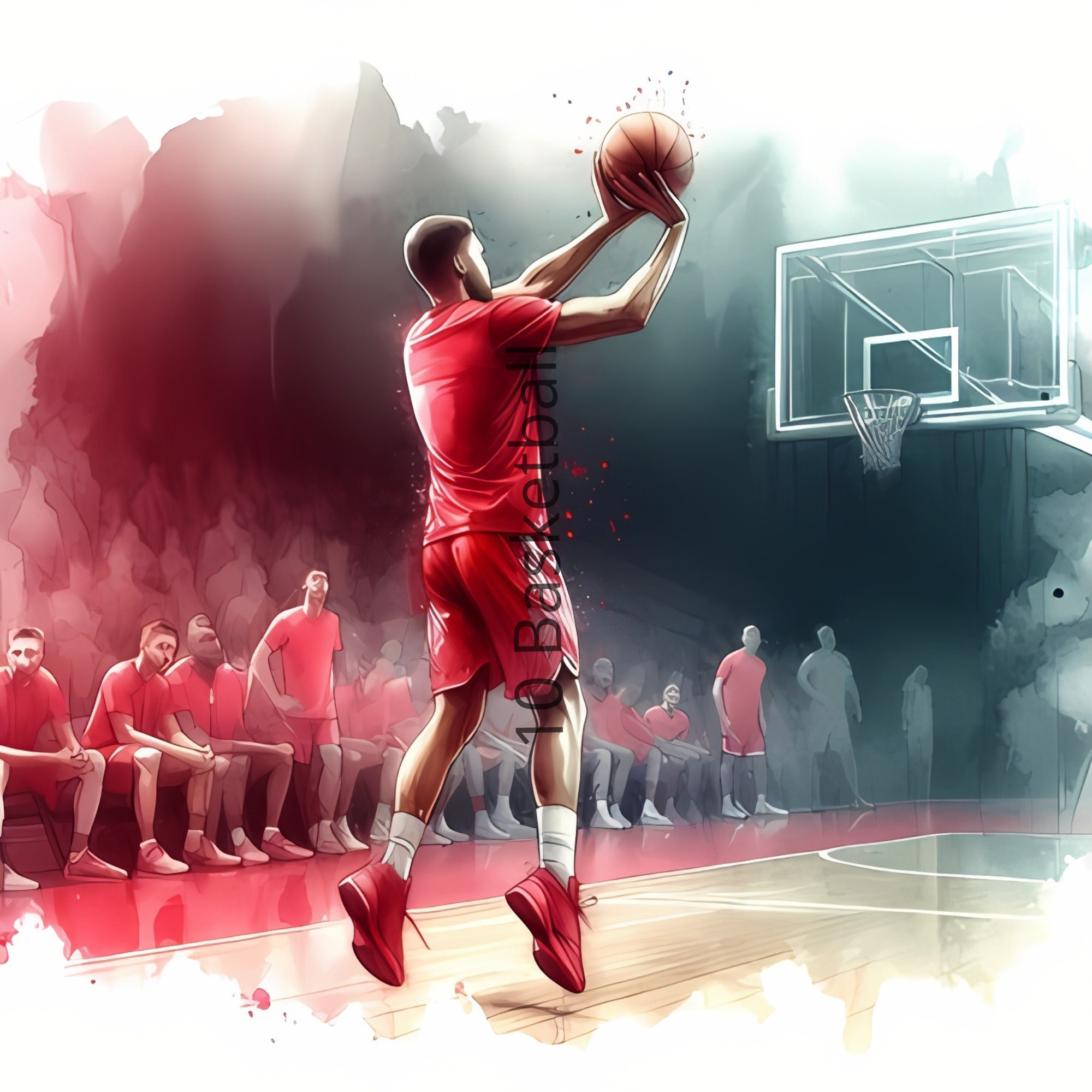 10 Basketball Clipart Designs, Clipart Bundle, Watercolor, PNG and JPG ...