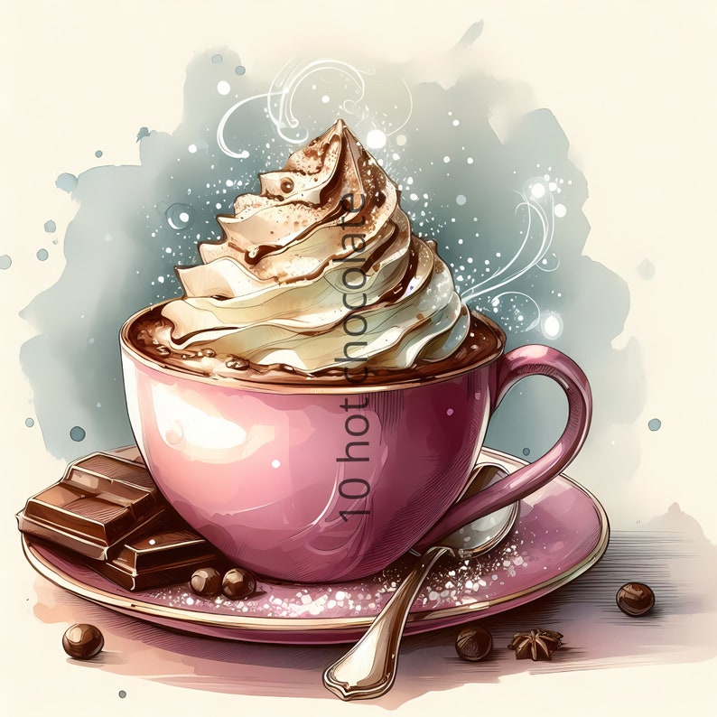 10 Hot Chocolate Cups Clipart Designs, Clipart Bundle, PNG and JPG ...