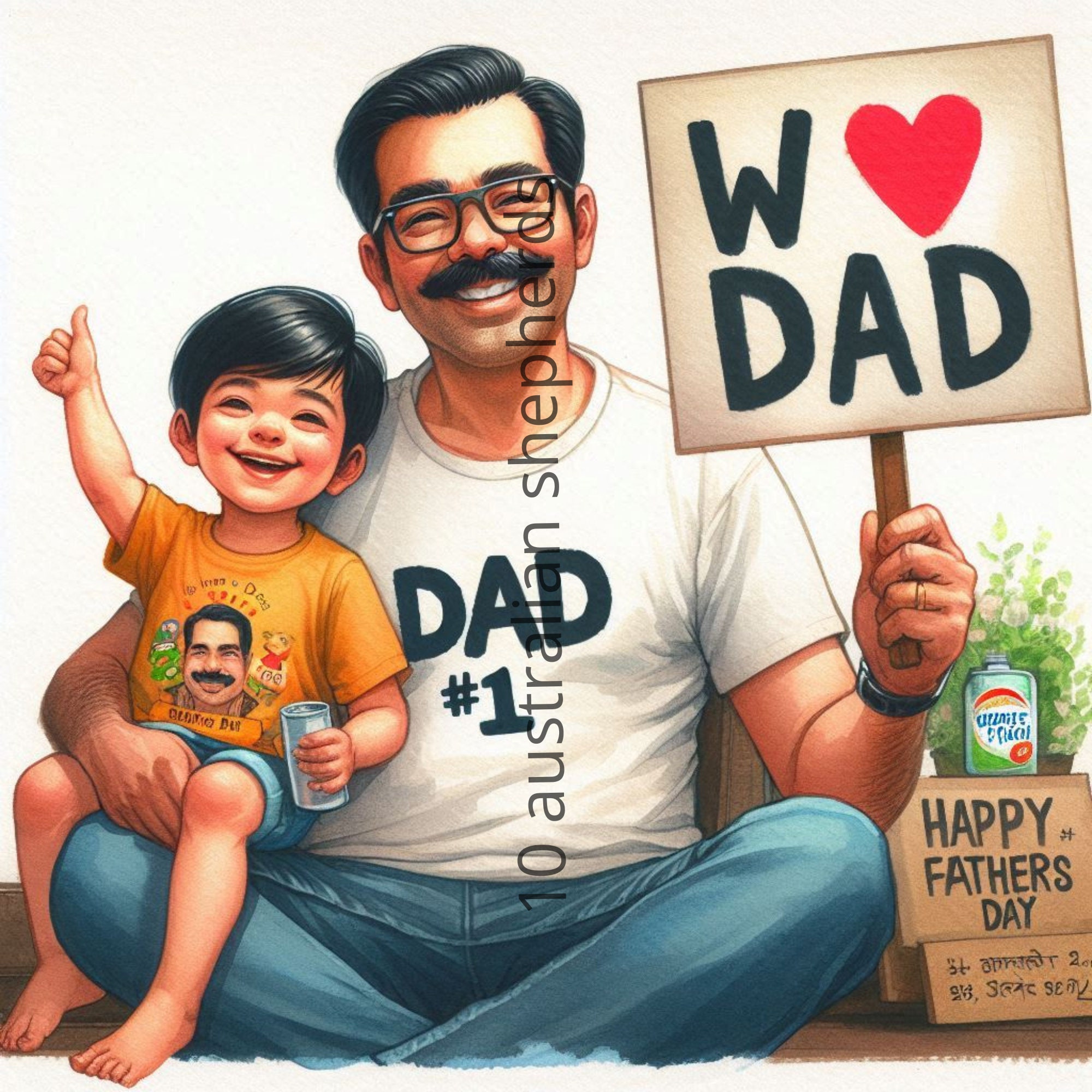10 Cute Fathers Day Clipart Designs, Watercolor, High Quality Clipart ...