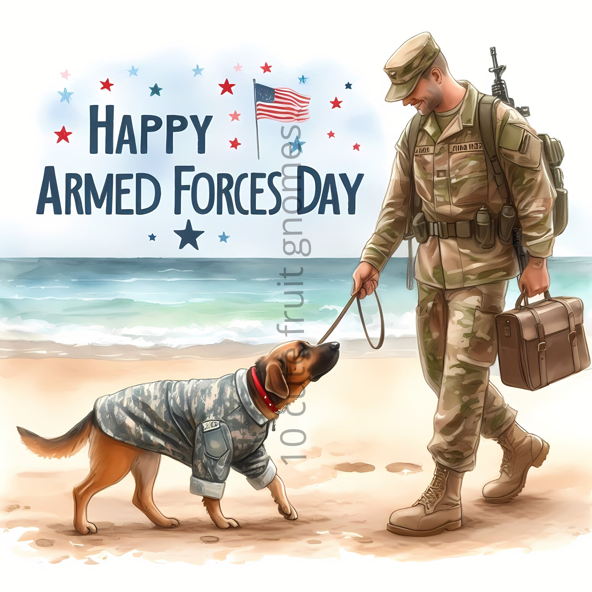 10 Armed Forces Day Clipart Designs, Watercolor Clipart Bundle, JPG and ...