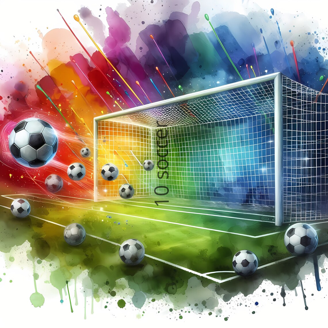 10 Soccer Clipart Designs, Clipart Bundle, Watercolor, PNG and JPG ...