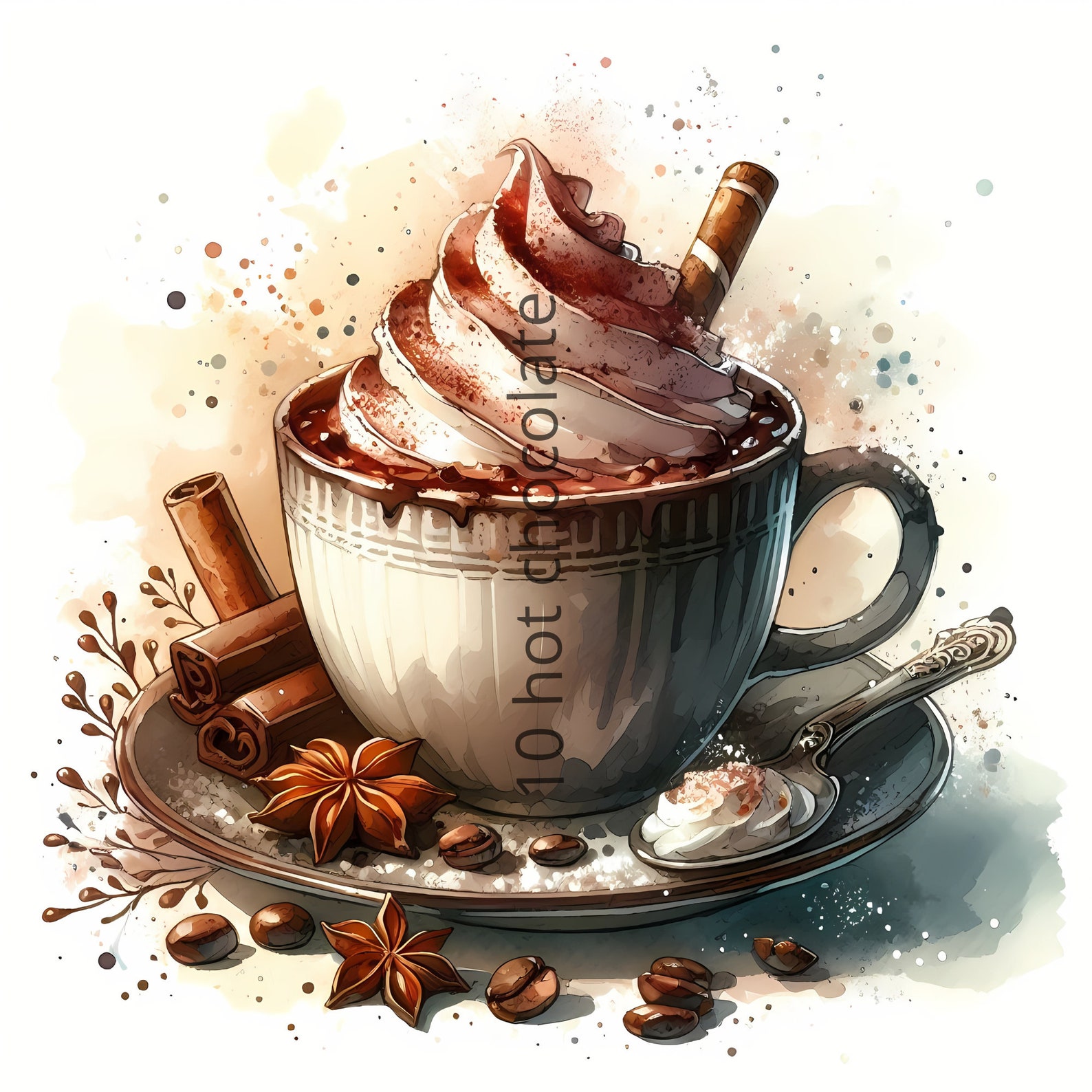 10 Hot Chocolate Cups Clipart Designs, Clipart Bundle, PNG and JPG ...