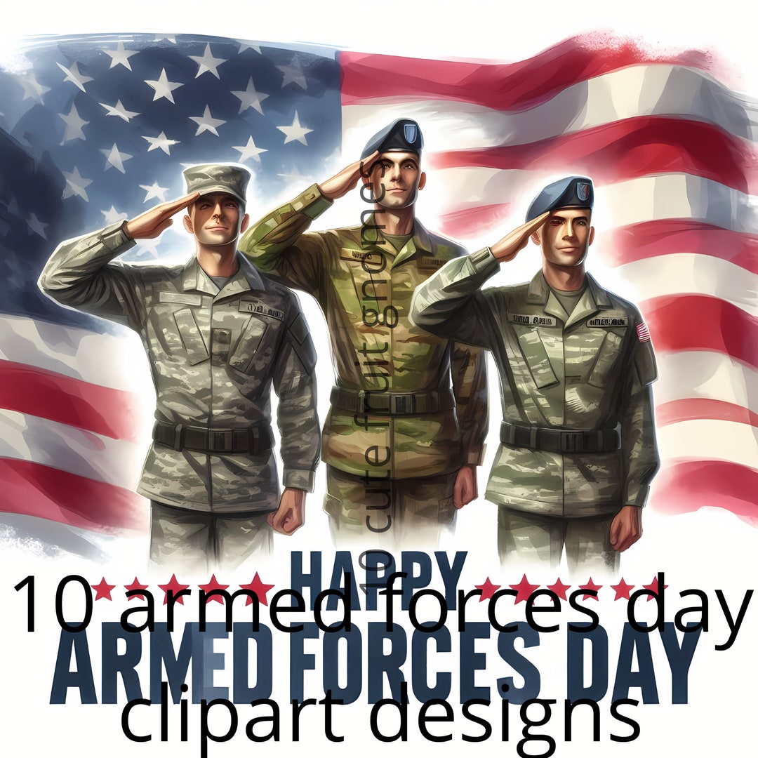 10 Armed Forces Day Clipart Designs, Watercolor Clipart Bundle, JPG and ...