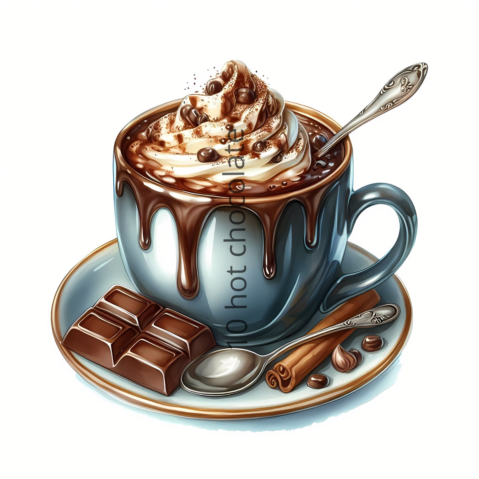 10 Hot Chocolate Cups Clipart Designs, Clipart Bundle, PNG and JPG ...