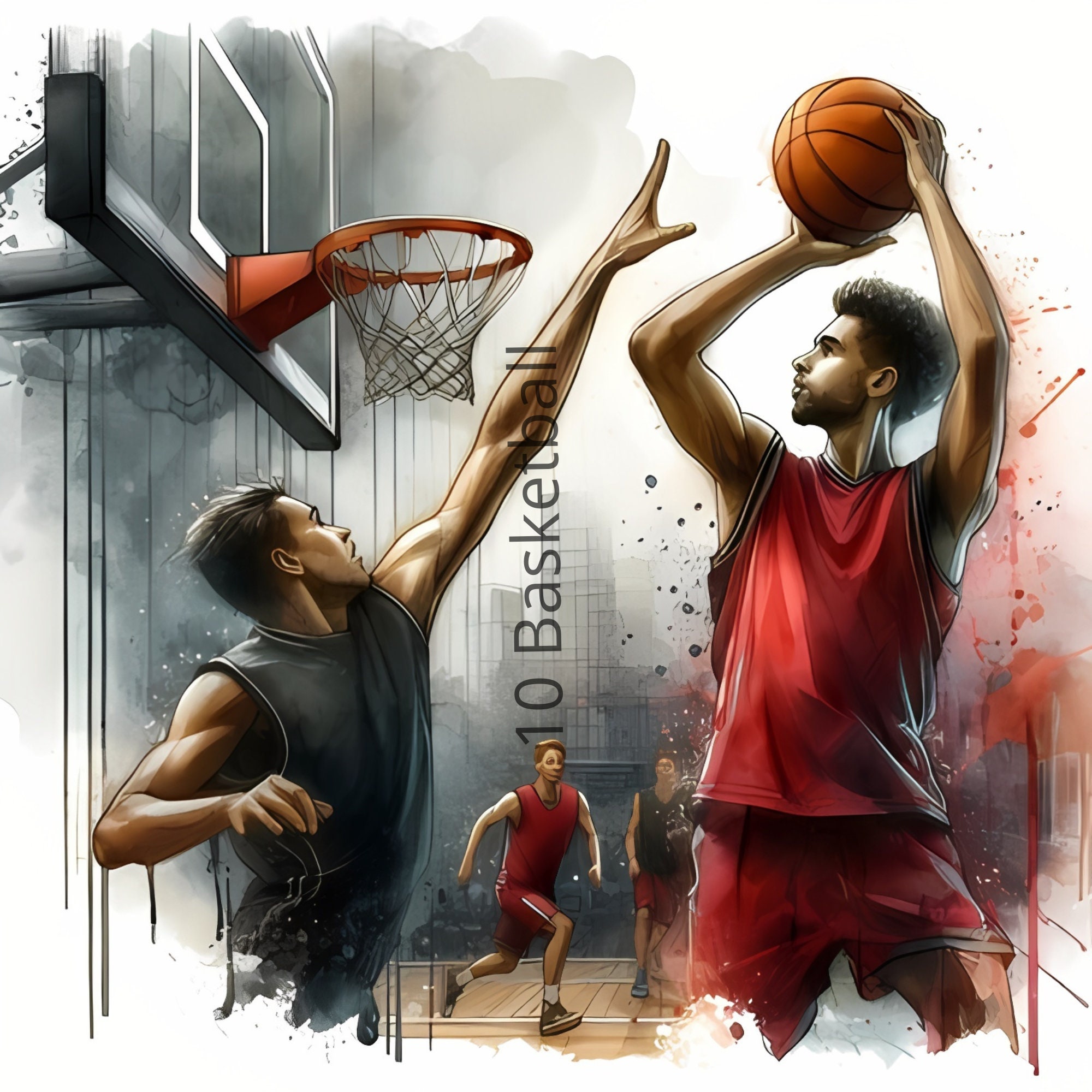 10 Basketball Clipart Designs, Clipart Bundle, Watercolor, PNG and JPG ...