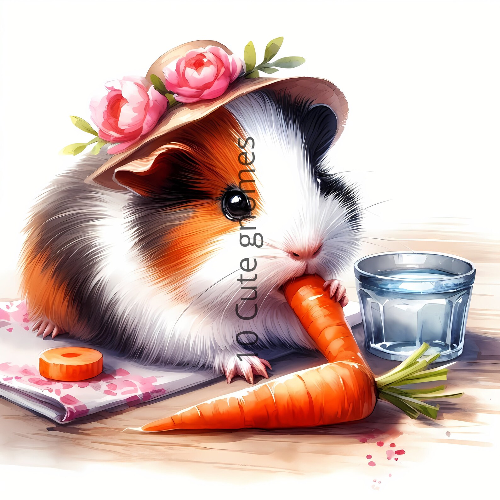 10 Cute Guinea Pig Clipart Designs, Clipart Bundle, Watercolor, PNG and ...