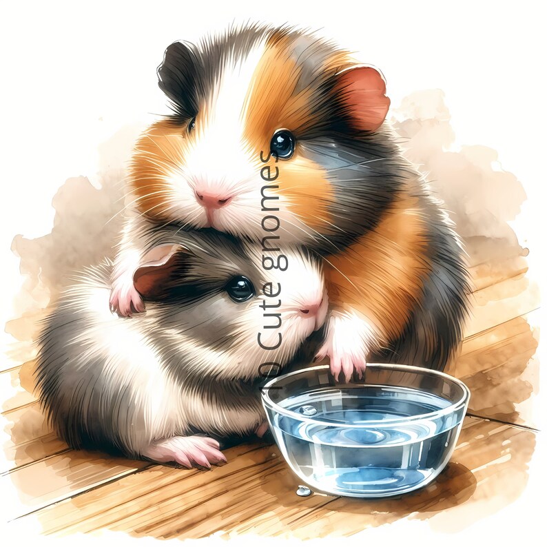 10 Cute Guinea Pig Clipart Designs, Clipart Bundle, Watercolor, PNG and ...